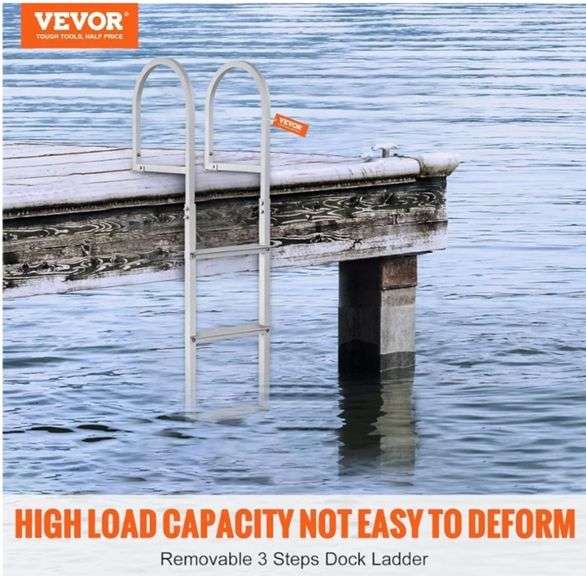 VEVOR Retractable Dock Ladder with Rubber Mat, Pontoon Boat Ladder 27 ...