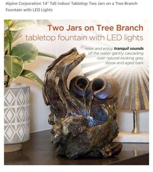 Alpine Corporation 14" Tall Indoor Tabletop Two Jars on a Tree Branch ...
