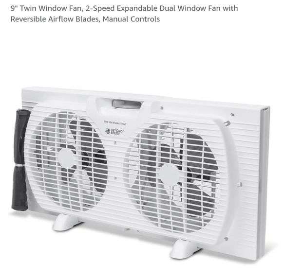 Read! 9" Twin Window Fan, 2-Speed Expandable Dual Window Fan with ...