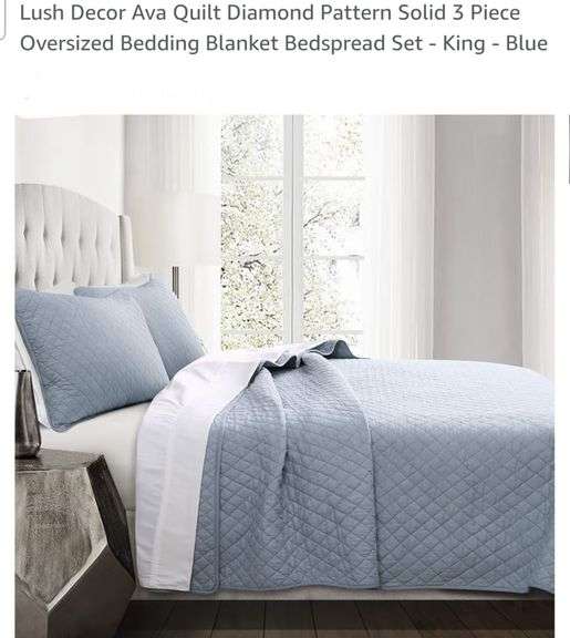 Lush Decor Ava Quilt Diamond Pattern Solid 3 Piece Oversized Bedding Blanket Bedspread Set ...