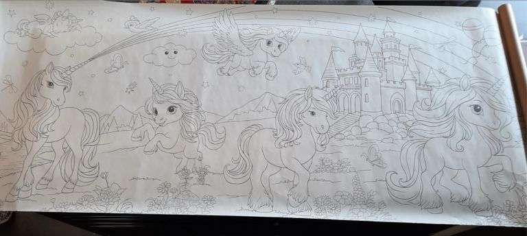 (2) 70inch long unicorn craft n draw poster with 12 coloring pencils ...