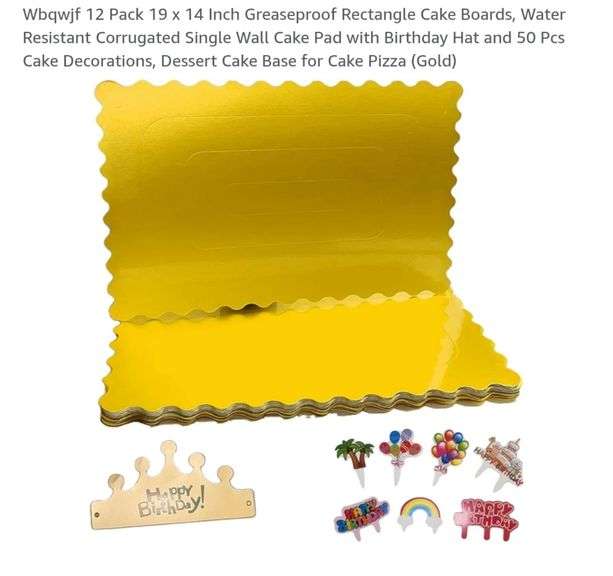 12 Pack 19"x14" Greaseproof Rectangle Cake Boards, Water Resistant ...