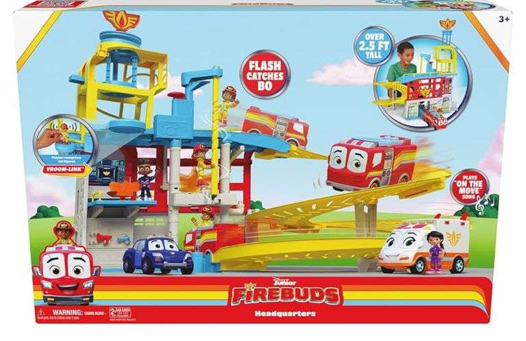 Disney Junior Firebuds HQ Playset with Lights, Sounds, Fire Truck Toy ...