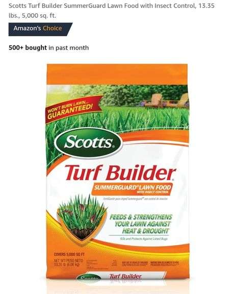 Scotts Turf Builder SummerGuard Lawn Food with Insect Control, 13.35 ...