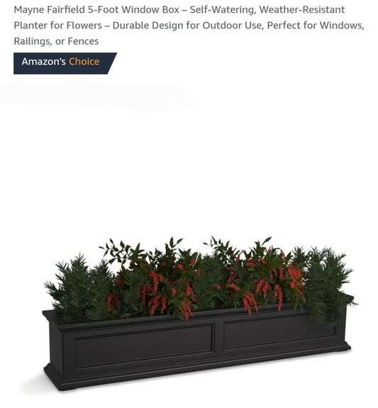 Mayne Fairfield 5-Foot Window Box – Self-Watering, Weather-Resistant ...