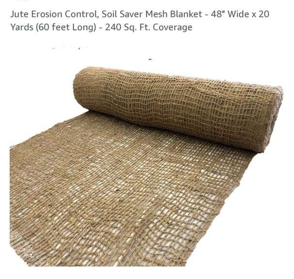 Jute Erosion Control, Soil Saver Mesh Blanket - 48" Wide x 20 Yards (60 ...