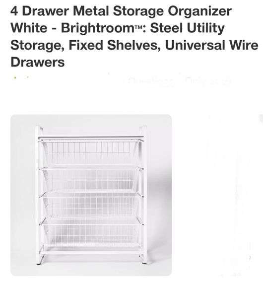 4 Drawer Metal Storage Organizer White - Brightroom™: Steel Utility ...