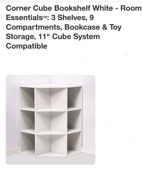 Corner Cube Bookshelf White - Room Essentials™: 3 Shelves, 9 ...