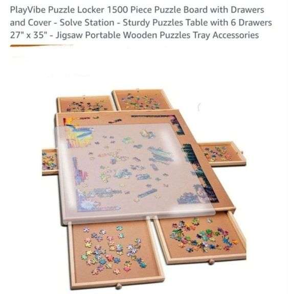 PlayVibe Puzzle Locker 1500 Piece Puzzle Board with Drawers and Cover ...