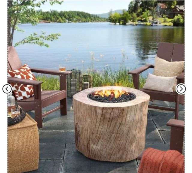 Weathered/Natural Finish Statement LP Round Outdoor Fire Table Natural ...