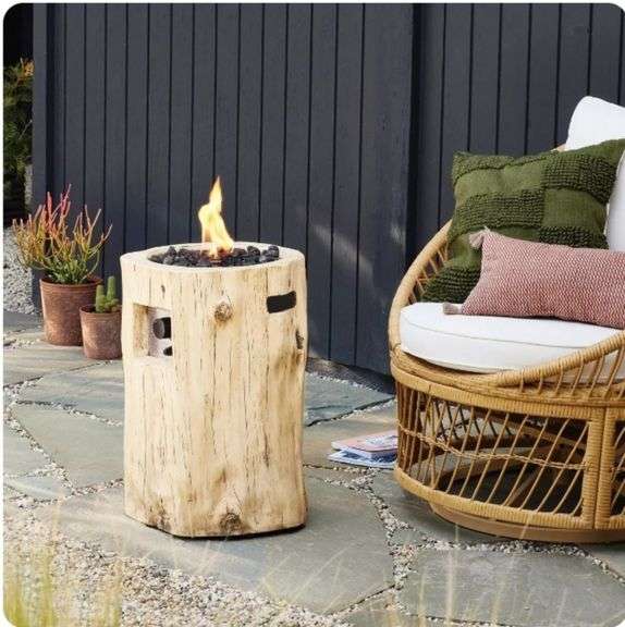 Large LP Round Outdoor Column Fire Pit Weathered/Natural Finish ...