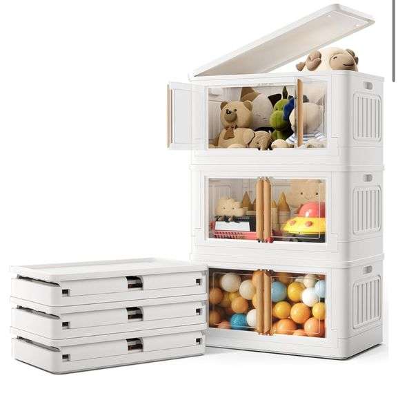 BTGGG Collapsible Storage Bins with Lids - 78 Qt Stackable Storage Bins ...