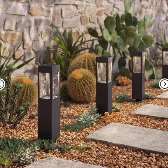 6pk Square Bollard Solar LED Outdoor Path Lights Bronze - Threshold ...