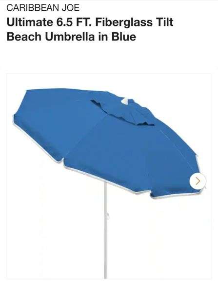 CARIBBEAN JOE Ultimate 6.5 FT. Fiberglass Tilt Beach Umbrella in Blue ...