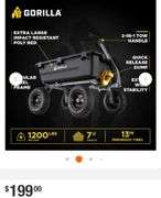 GORILLA Carts 7 cu. ft. (40 in. x 27 in. x 11 in.), Patented Poly Bed Dumping Garden Cart, 1200 ...