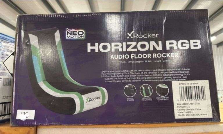 X Rocker Horizon RGB LED Audio Floor Rocker Gaming Chair Green/Black ...