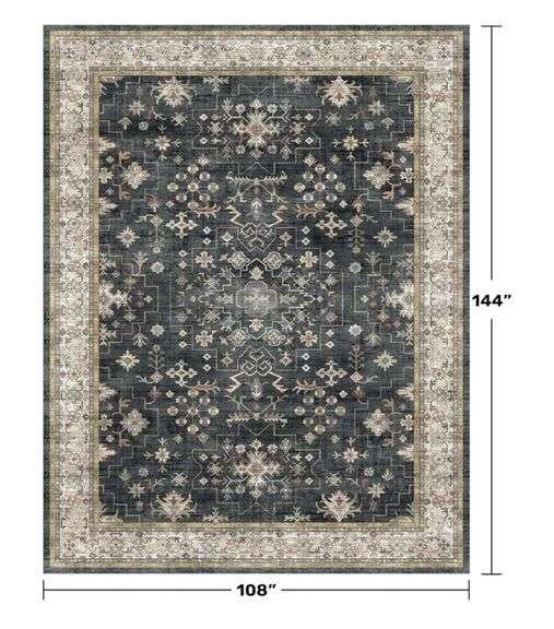 Black Boho Rug for Living Room 9x12 - Washable Dining Room Rugs for ...