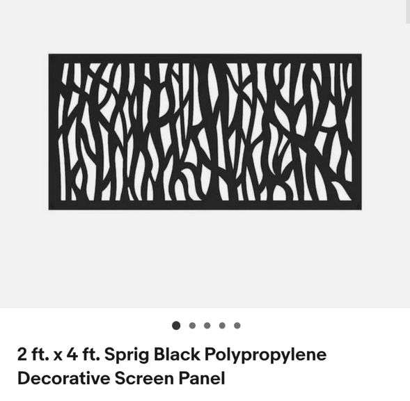 2 ft. x 4 ft. Sprig Black Polypropylene Decorative Screen Panel ...