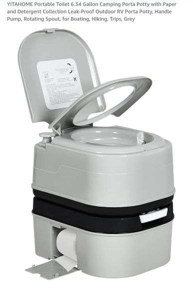 YITAHOME Portable Toilet 6.34 Gallon Camping Porta Potty with Paper and ...