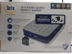 Serta 18" Raised Queen Perfect Sleeper Inflatable Mattress Includes ...