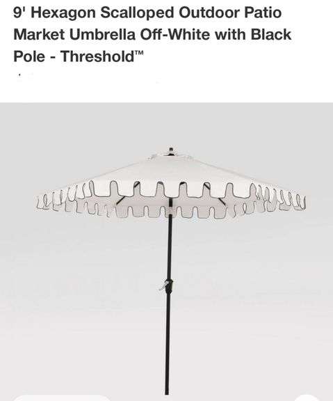 Threshold 9' Outdoor Patio Umbrella Off White with Black Pole ...