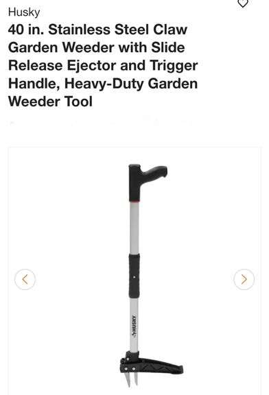Husky 40 in. Stainless Steel Claw Garden Weeder with Slide Release ...