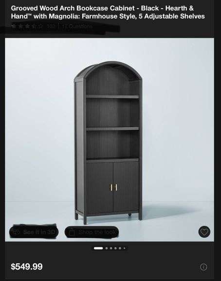 Grooved Wood Arch Bookcase Cabinet - Hearth & Hand™ with Magnolia ...