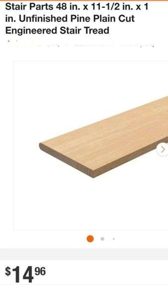 5pc EVERMARK Stair Parts 48 in. x 11-1/2 in. x 1 in. Unfinished Pine ...