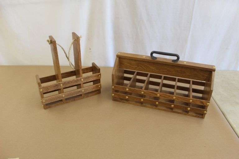 2 hand crafted wooden crates - Lee Real Estate & Auction Service