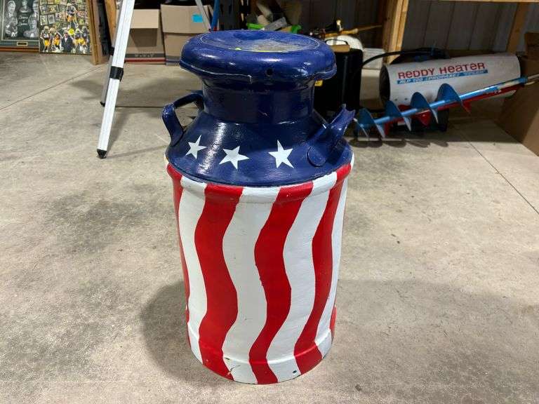 American Flag Milk Can - Lee Real Estate & Auction Service