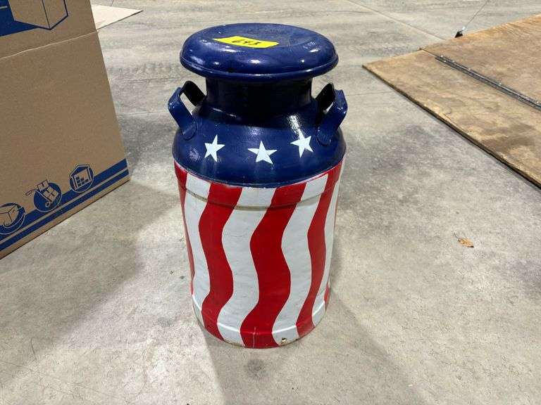 American Flag Milk Can - Lee Real Estate & Auction Service