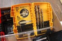 Flat of drill bits & easy outs - Lee Real Estate & Auction Service