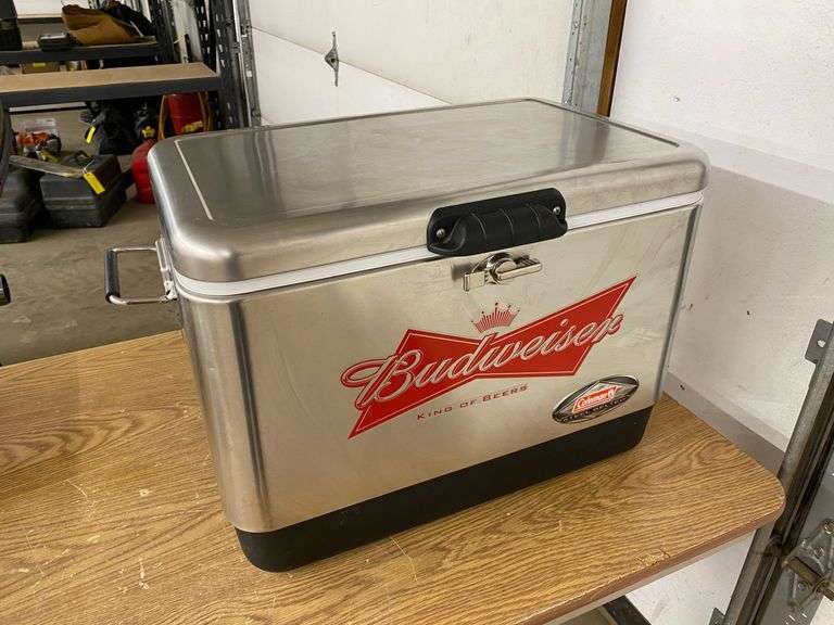 Steel Budweiser Cooler - Lee Real Estate & Auction Service