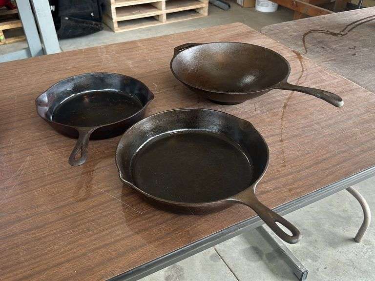 (3) Cast Iron Fry Pans - Lee Real Estate & Auction Service