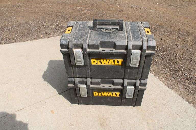2 stackable Dewalt plastic tool boxes - Lee Real Estate & Auction Service