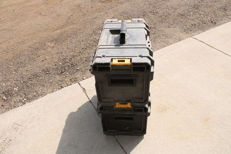 2 stackable Dewalt plastic tool boxes - Lee Real Estate & Auction Service