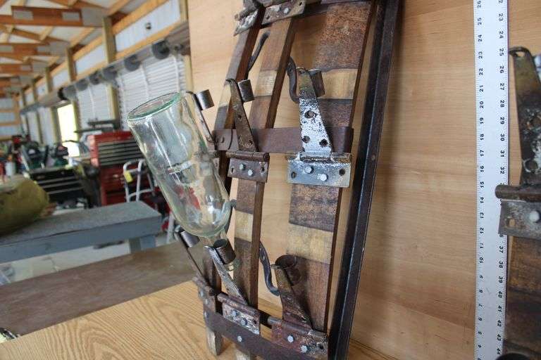 2 hand made wine bottle holders, barrel & hinges - Lee Real Estate ...