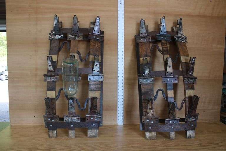 2 hand made wine bottle holders, barrel & hinges - Lee Real Estate ...