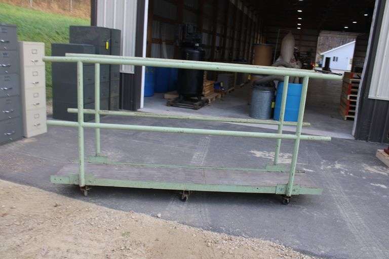 Steel frame panel cart on casters - Lee Real Estate & Auction Service