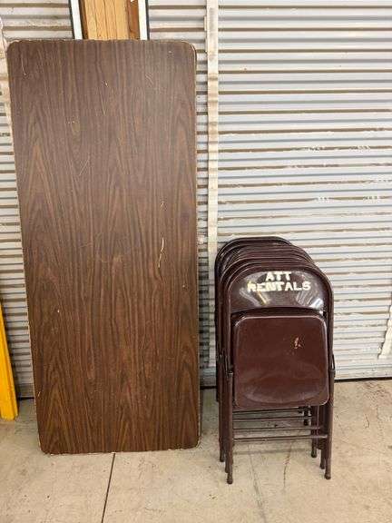 6' folding table w/9 metal card table chairs - Lee Real Estate ...