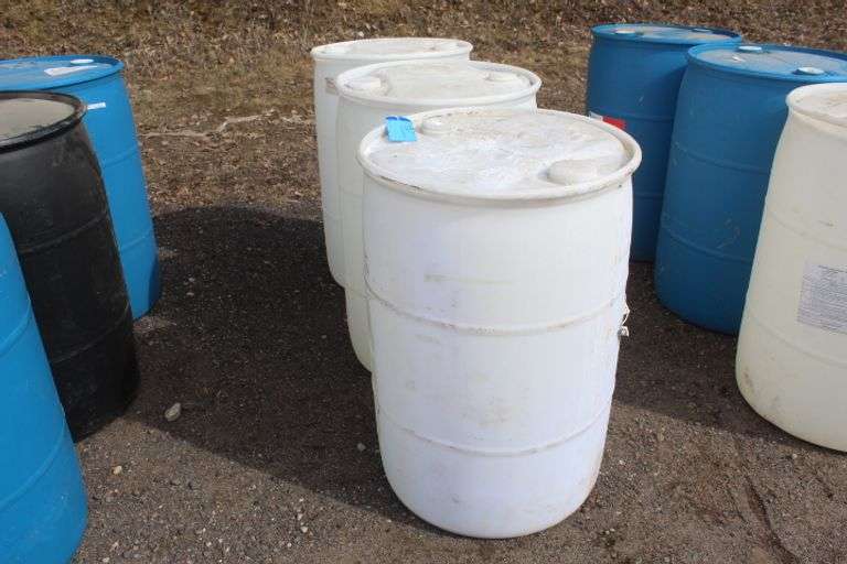 3 - 55 gal. plastic barrels - Lee Real Estate & Auction Service