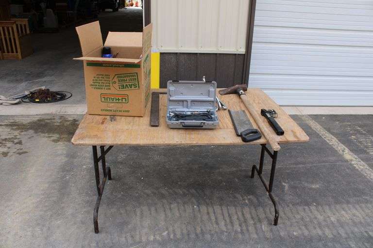 Folding table w/misc. tools - Lee Real Estate & Auction Service