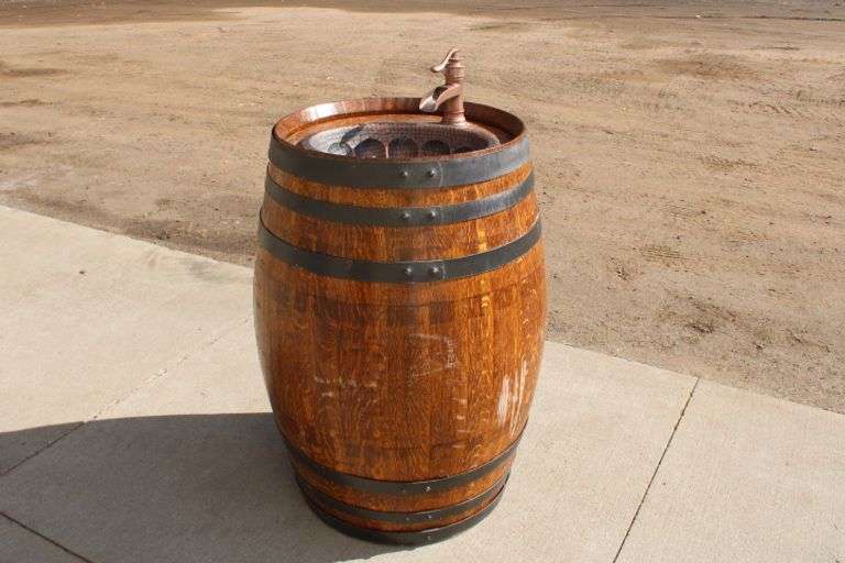 Wooden barrel vanity w/sink - Lee Real Estate & Auction Service