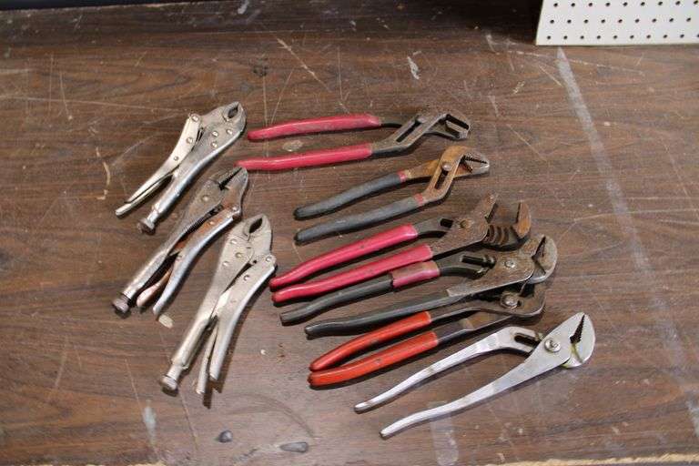 6 channel locks & 3 vice grips - Lee Real Estate & Auction Service
