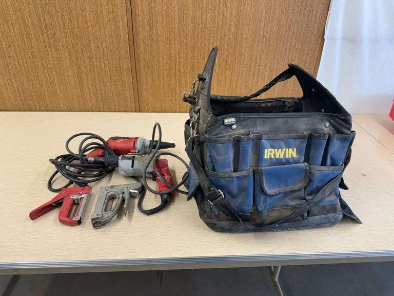 Irwin Tool Bag w/ Power Tools & Other - Lee Real Estate & Auction Service