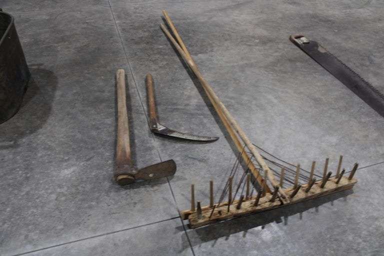 Antique grain rakes, grub hoe & hay knife - Lee Real Estate & Auction ...