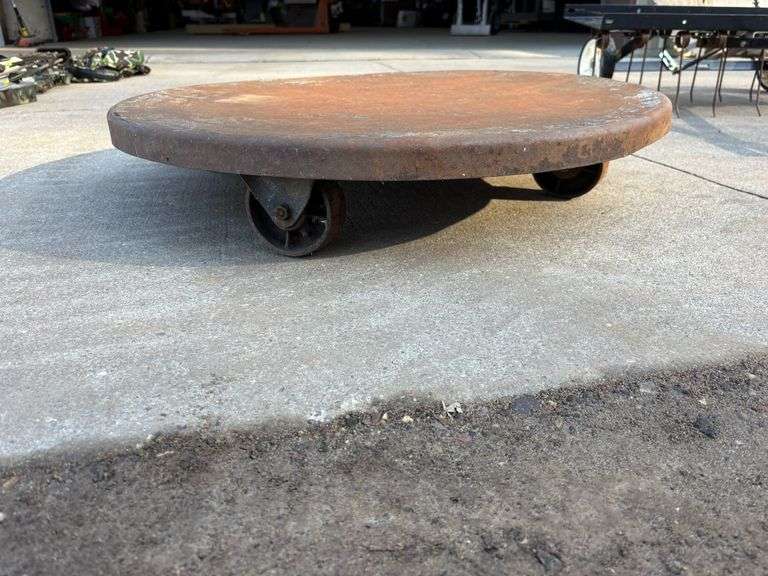 30" steel barrel cart on casters - Lee Real Estate & Auction Service