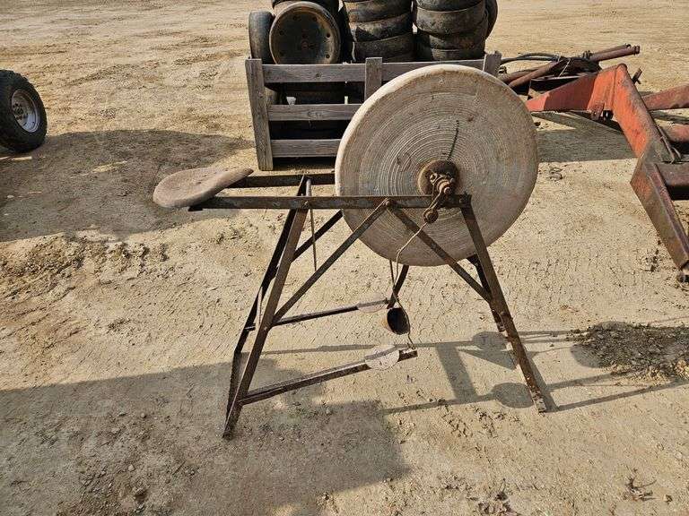 Antique Peddle Wheel Stone Sharpener - Lee Real Estate & Auction Service