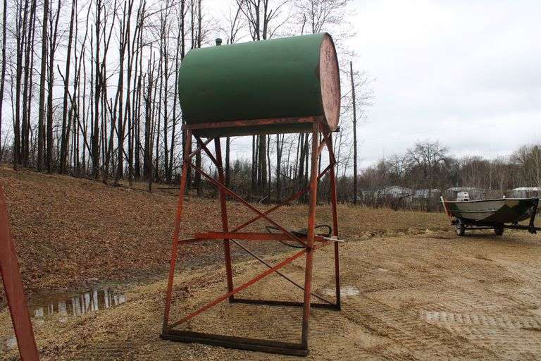 300 gal. Diesel barrel on stand - Lee Real Estate & Auction Service