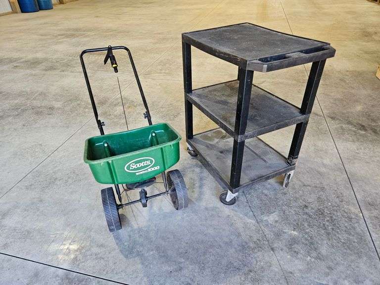 Scotts Lawn Spreader & Cart on Casters - Lee Real Estate & Auction Service